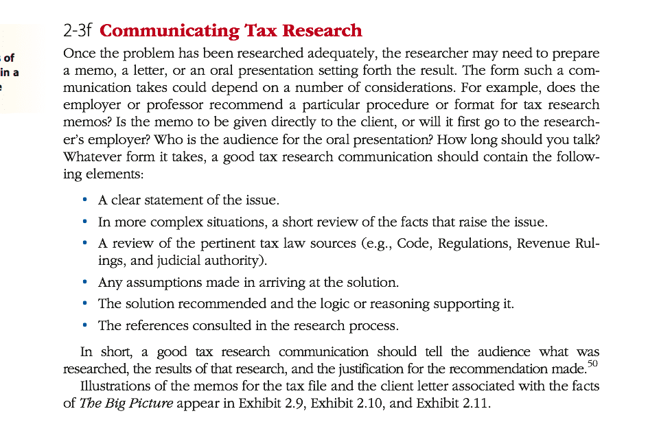 [Solved] Write a tax memorandum for this research problem which should ...