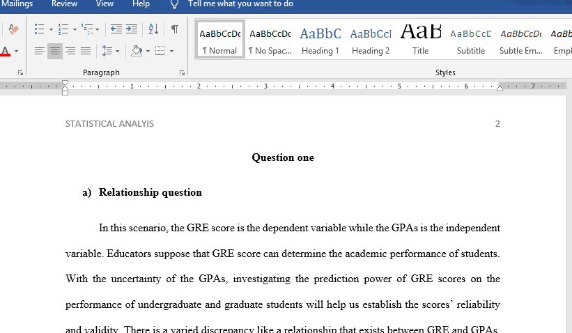 [Solved] A relationship research question involving GPA and GRE scores ...