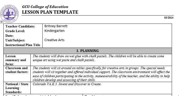 [Solved] Creative art lesson plan for a kindergarten class ...