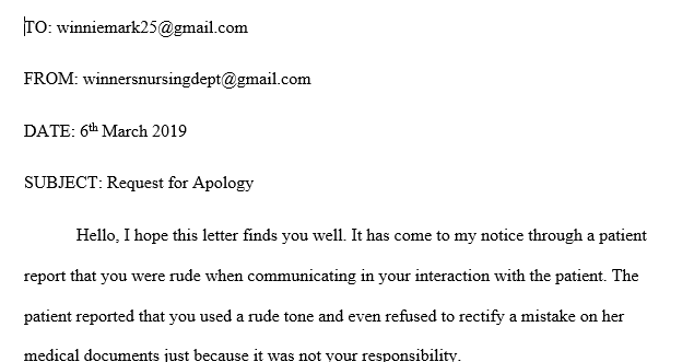 [Solved] Apology to a patient - yourhomeworksolutions.com