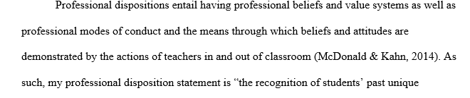 Personal Professional Disposition Statement Yourhomeworksolutions