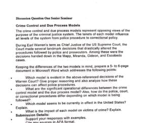 Crime control and due process models – yourhomeworksolutions.com