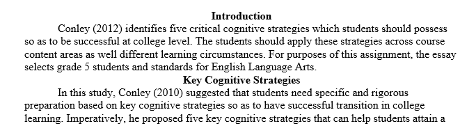 [Solved] The key cognitive strategies - yourhomeworksolutions.com