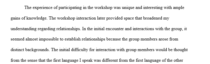 Workshop experience reflection - yourhomeworksolutions.com