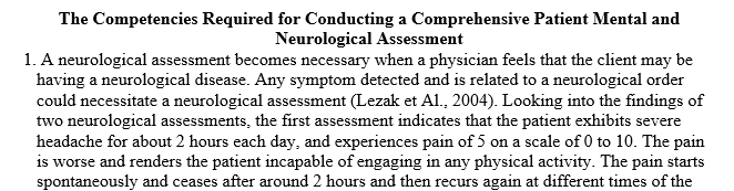 [Solved] Conducting a comprehensive patient mental and neurological ...