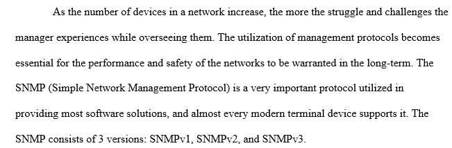 Explain the different security measures that each version of SNMP uses ...