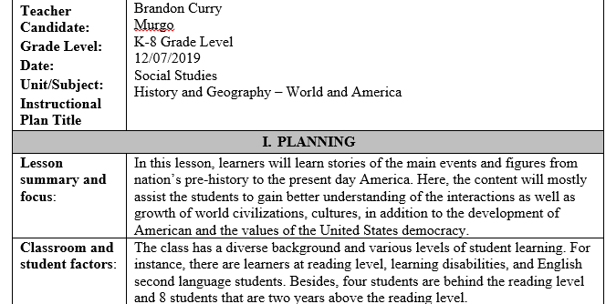 Professional growth in developing effective lessons and lesson plans ...