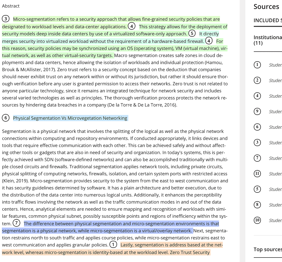 Describe the physical segmentation and micro vegetation networking ...
