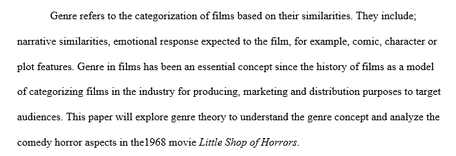 [Solved] Identify a feature-length film that fits this genre and ...