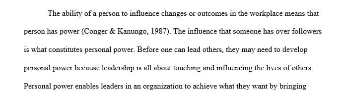 Describe ways in which you might increase your personal power ...