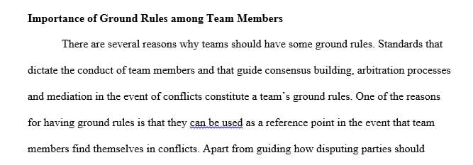 Explain the importance of establishing ground rules and respecting ...