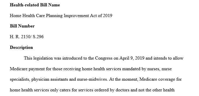 [Solved] Determine the legislative intent of the bill you have reviewed ...