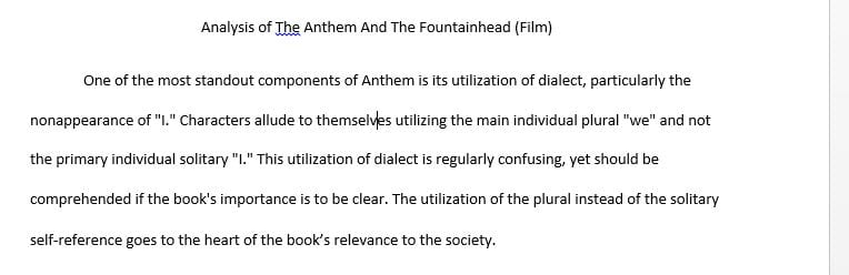 An analysis of Ayn Rands book Anthem and the movie edition of ...