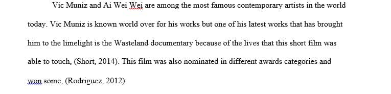 Compare and Contrast these two artists in the short films Vic Muniz ...