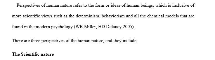 List and define the three perspectives of human nature ...
