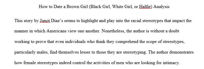 Write 7 pages about How to Date a Brown Girl (Black Girl, White Girl ...