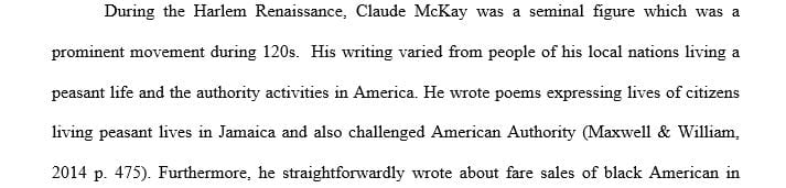 Write research paper about Claude Mckay – yourhomeworksolutions.com