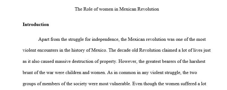 7 10 Page Paper About The Role Of Woman In The Mexican Revolution