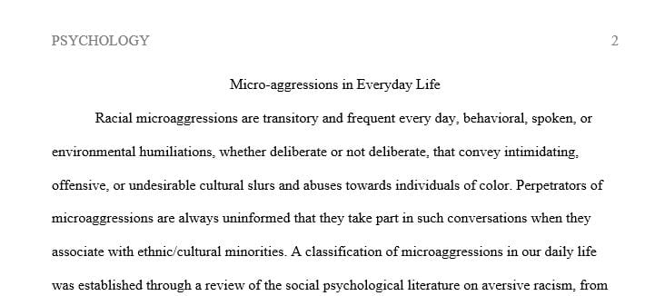 [Solved] Briefly define racial microaggression and give an micro ...
