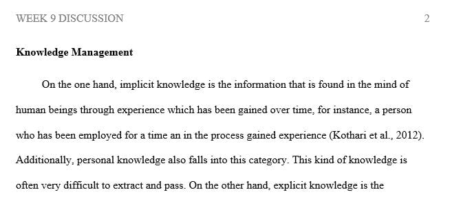 [Solved] Briefly in your own words describe the distinction between explicit knowledge ...