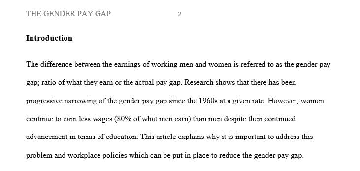 Explain what the gender pay gap is and how it has changed over time ...
