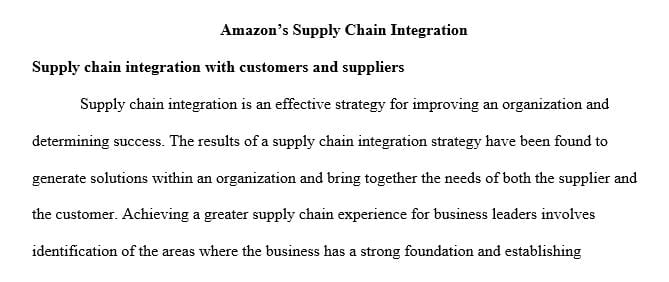 [Solved] Research the progression of Amazon's supply-chain-integration ...