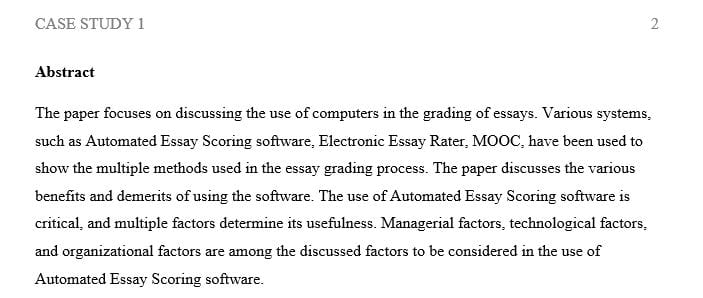 Case Study 1: Should a Computer Grade Your Essays ...