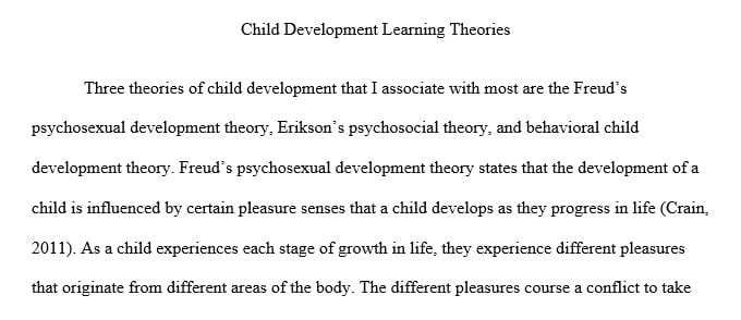 Summarize the key components of three child development learning ...