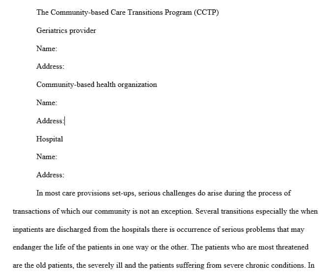 [Solved] The Community-based Care Transitions Program (CCTP) is an ...