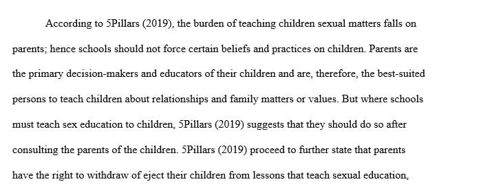 To What Extent Should The Schools Be Responsible For Teaching Sex