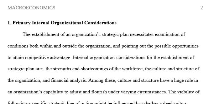 [Solved] What are the primary internal organizational considerations ...