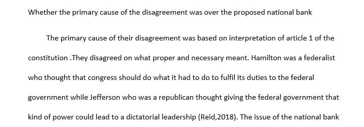 What was the primary cause of Hamilton and Jefferson's disagreement ...