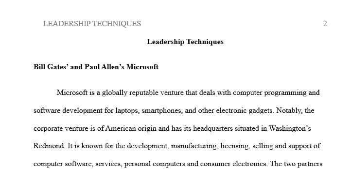 Write a 3 page analysis of the leadership styles and characteristics of ...