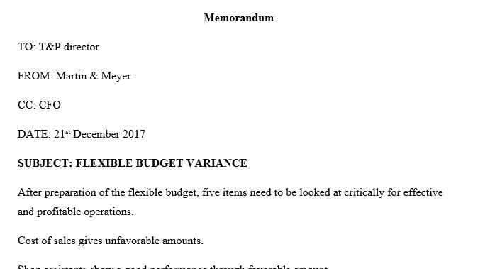 Write a 4- or 5-paragraph memo to the division manager explaining the flexible budget variances ...