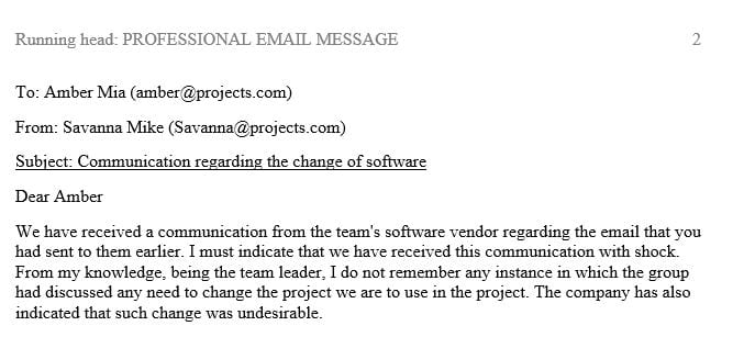 Write a Professional Email Message from the perspective of a character ...