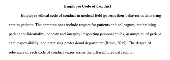 Write a paper about employee codes of conduct using information ...
