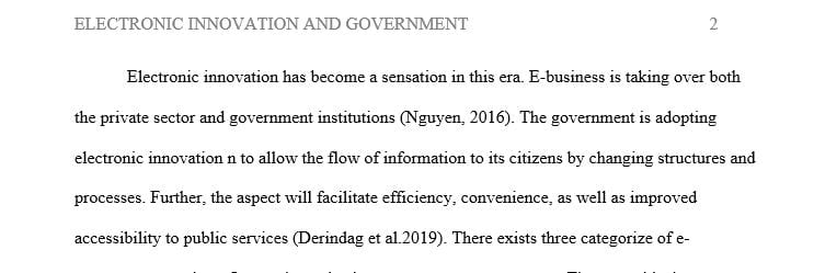 Research paper: electronic innovation and the government ...