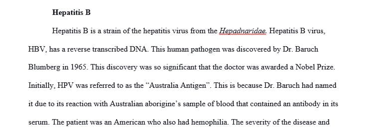 3 page paper on Hepatitis B, 20 peer reviewed references ...