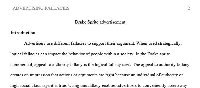 [Solved] Find an example of a logical fallacy in an advertisement ...