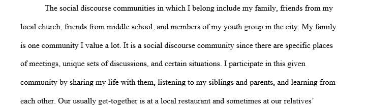 Consider the discourse communities or groups of people with whom you ...