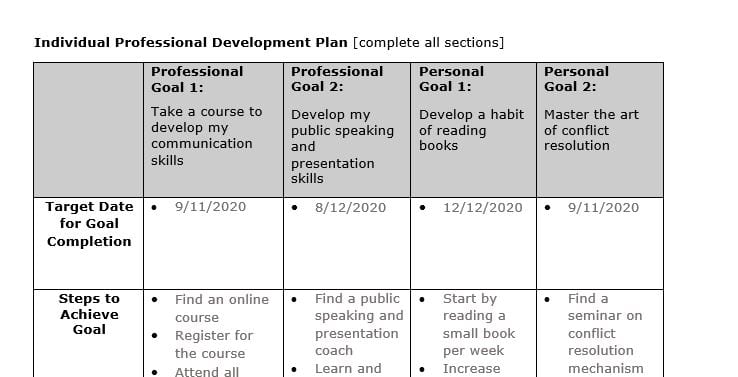 Create A Professional Development Plan And Discuss Your Career Goals 