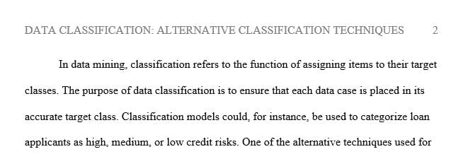 Discuss Data Mining Alternative Classification Techniques - yourhomeworksolutions.com