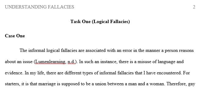 Search through common media sources looking for examples of fallacies ...