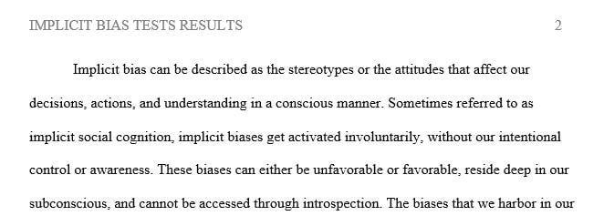 Take two different implicit bias tests that relate to ethnicity and ...