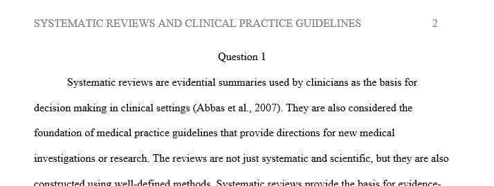 What is the difference between systematic reviews and clinical practice ...