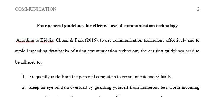 List four general guidelines for using communication technology ...