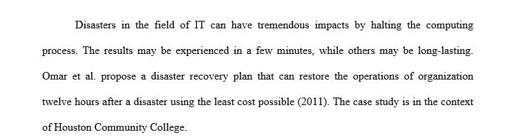 Read the attached case study, Information Technology Disaster Recovery ...
