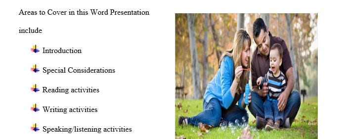 Describing five at-home activities for developing language, literacy ...