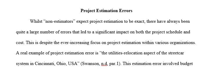 [Solved] Real Examples of Project Estimation Errors and Their Causes ...