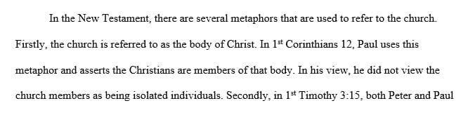 Identify at least 2 of these New Testament biblical metaphors for the ...